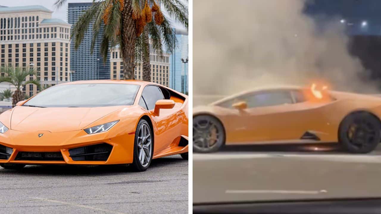 Watch video: Lamborghini catches fire on Mumbai's Coastal Road ...